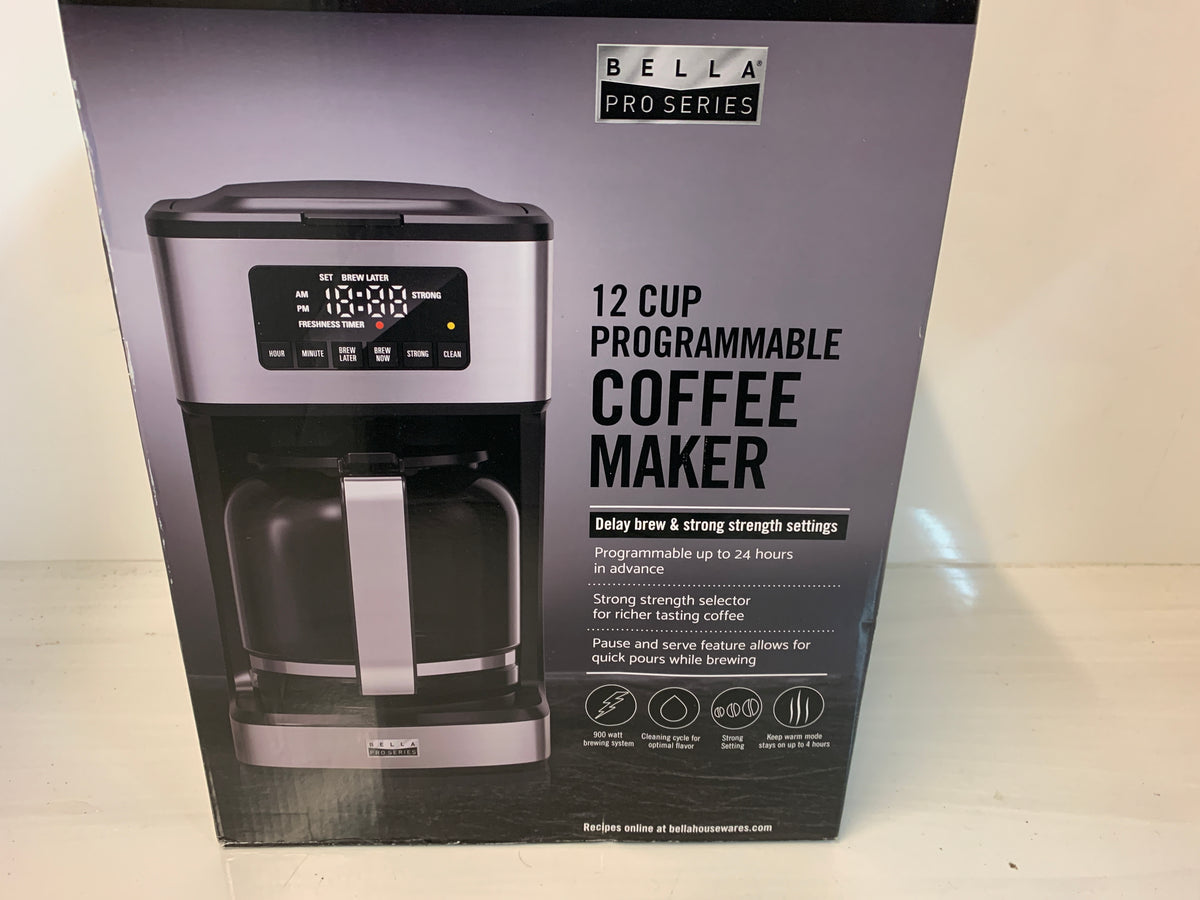 Bella Pro Series 12-Cup Programmable Coffee Maker Stainless Steel, Mod ...