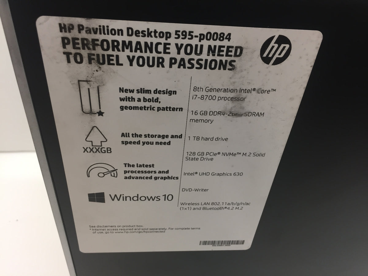 HP Pavilion Desktop 595-p0084 Core i7-8700 16GB 1TB 128GB SSD Graphics ...