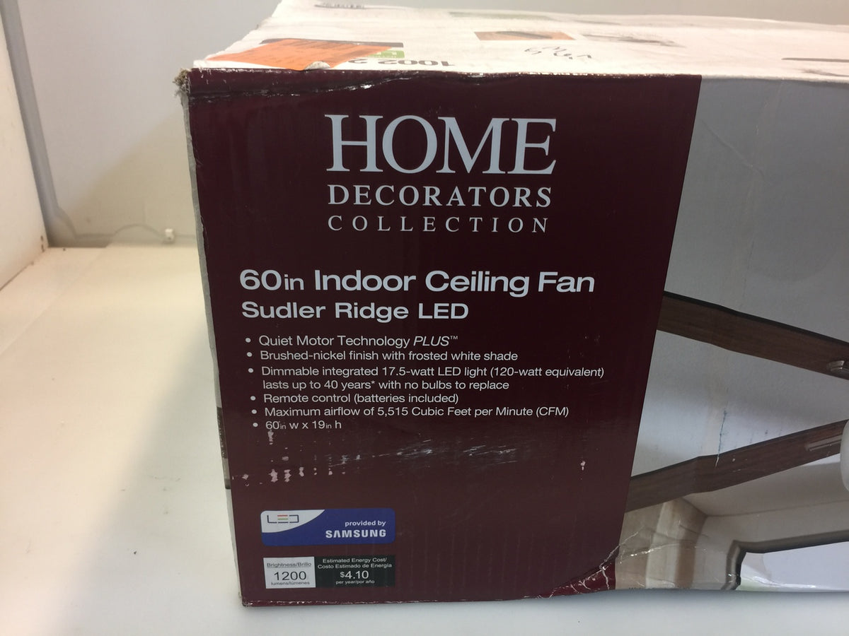 HDC 51714 Sudler Ridge 60 in. LED Indoor Brushed Nickel Ceiling Fan ...