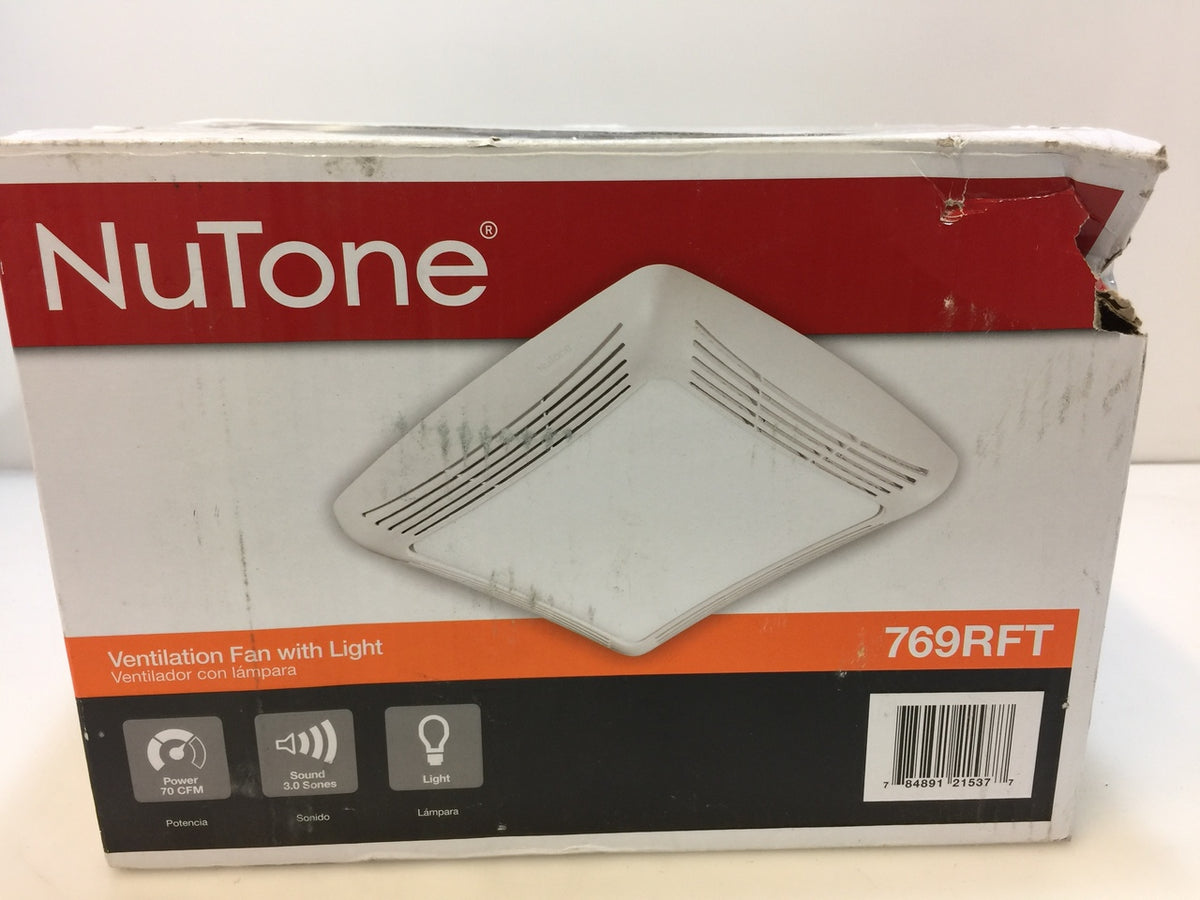 NuTone 769RFT 70 CFM Ceiling Exhaust Fan with Light and White Grille ...