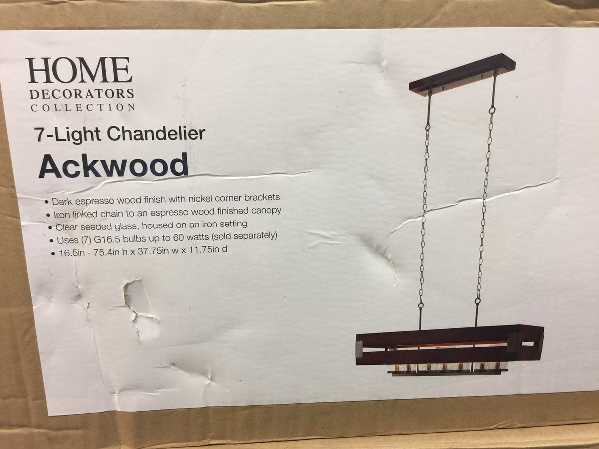Home Decorators Ackwood 7-Light Dark Wood Rectangular Chandelier 26365 ...