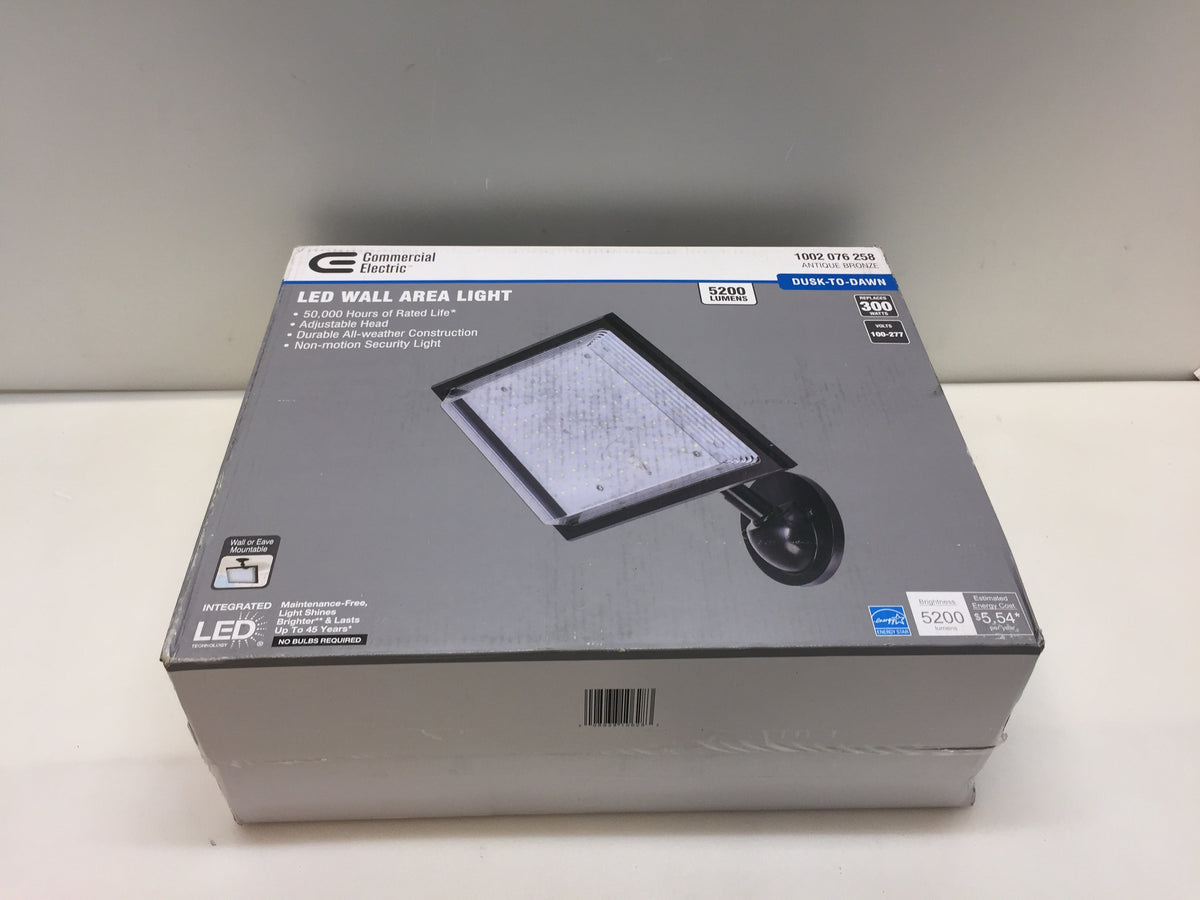 Commercial Electric DW8899ABZ-B Bronze LED Street Lamp Flood Light 100 ...