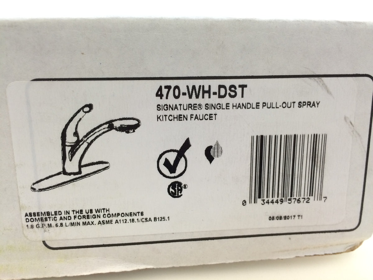 Delta 470-WH-DST Signature 1-Handle Pull-Out Sprayer Kitchen Faucet, W ...