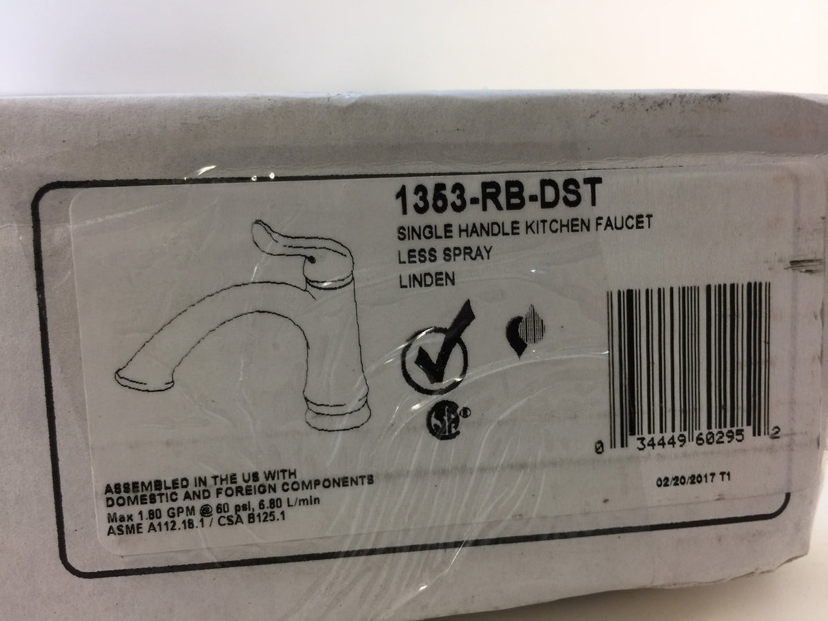 Delta 1353-RB-DST Linden 1-Handle Standard Kitchen Faucet in Venetian ...