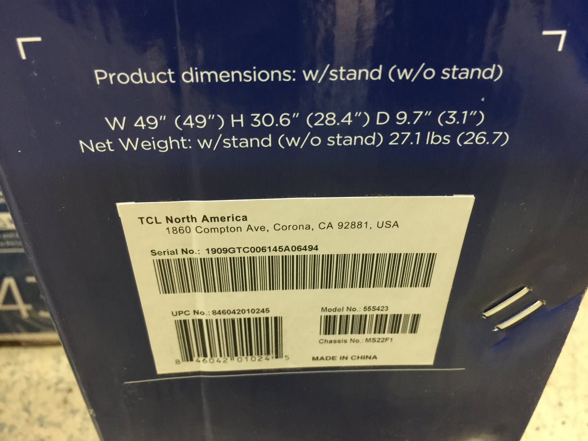 TCL 55S423 55" 4K UHD HDR Smart Roku LED TV – NT Electronics LLC