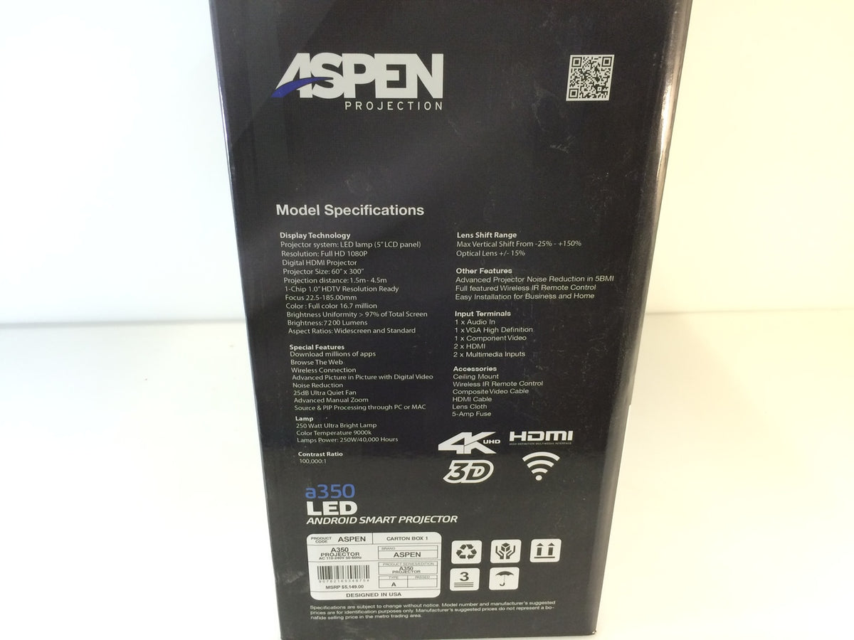 Aspen Projection A350 3D Optimized Light Full HDMI LED Android Smart P ...
