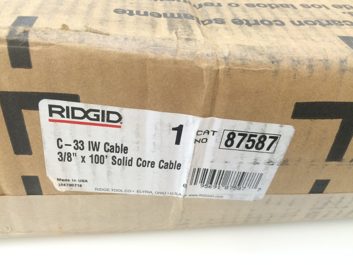 RIDGID 87587 C33 3/8 in. x 100 ft. Integral-Wound Solid-Core Cable – NT ...