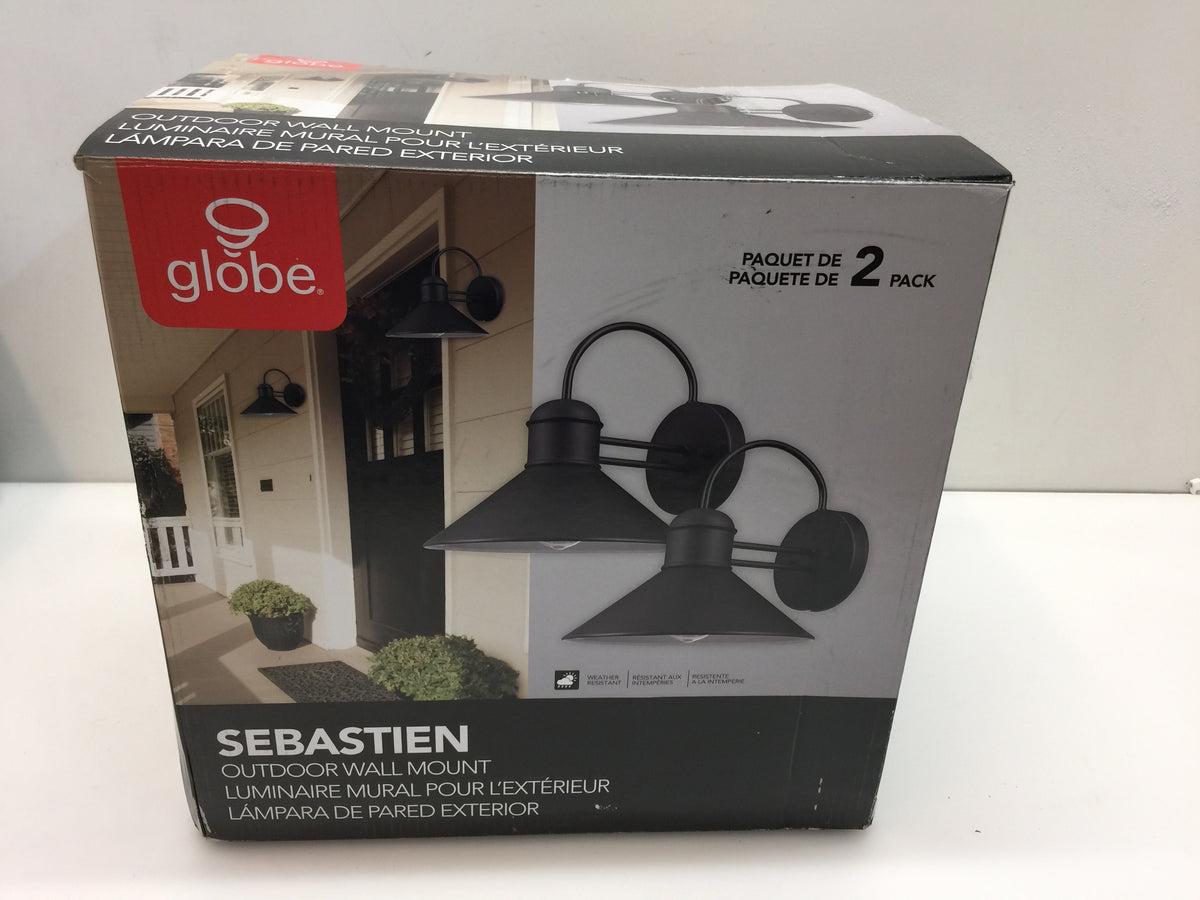 (2-PK) Globe Electric Sebastien 1-Light Black Outdoor Wall Lantern Sco ...