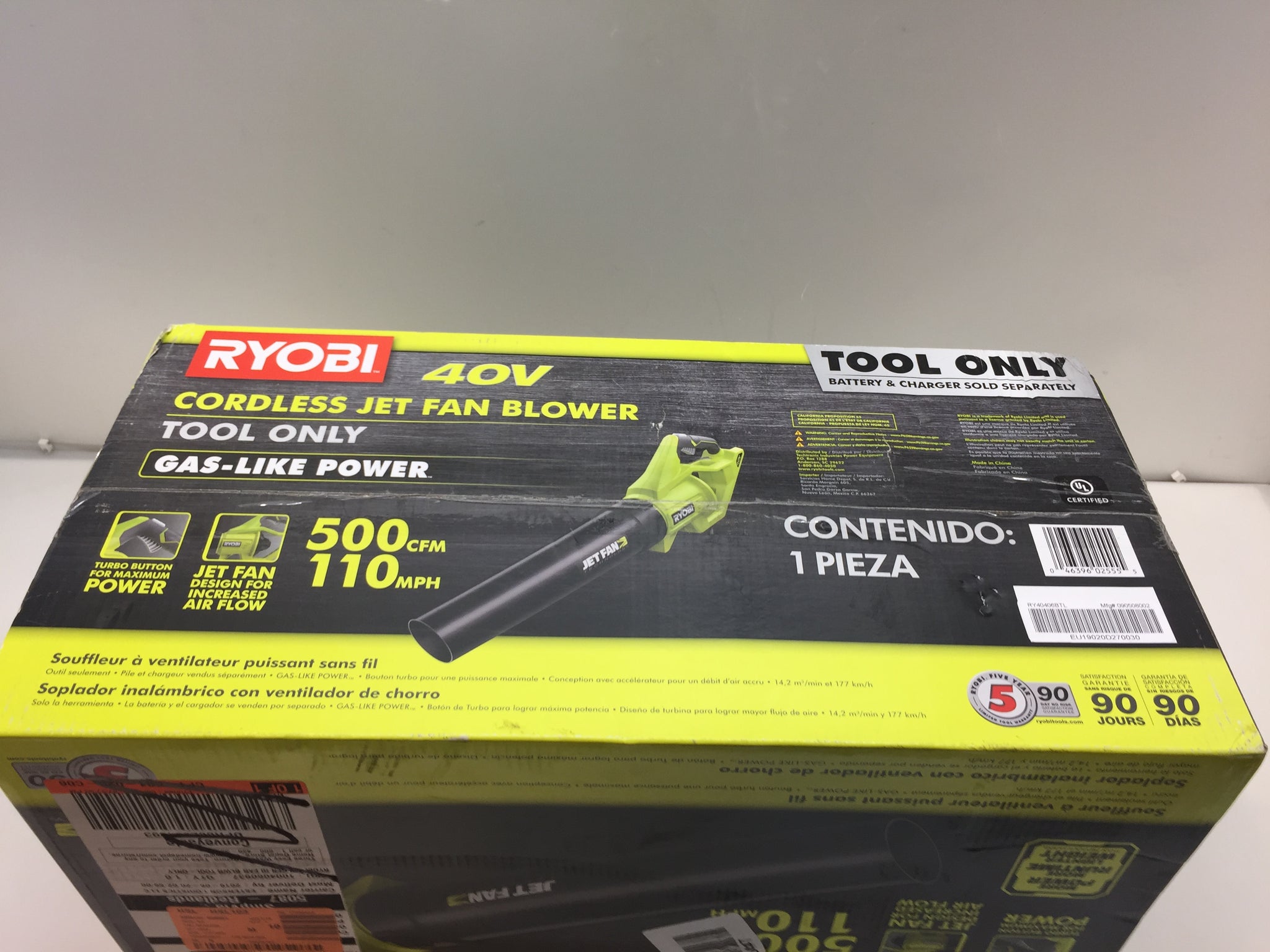 RYOBI RY40406BTL 110 MPH 500 CFM Variable Speed 40V Li Ion Cordless Le NT Electronics LLC