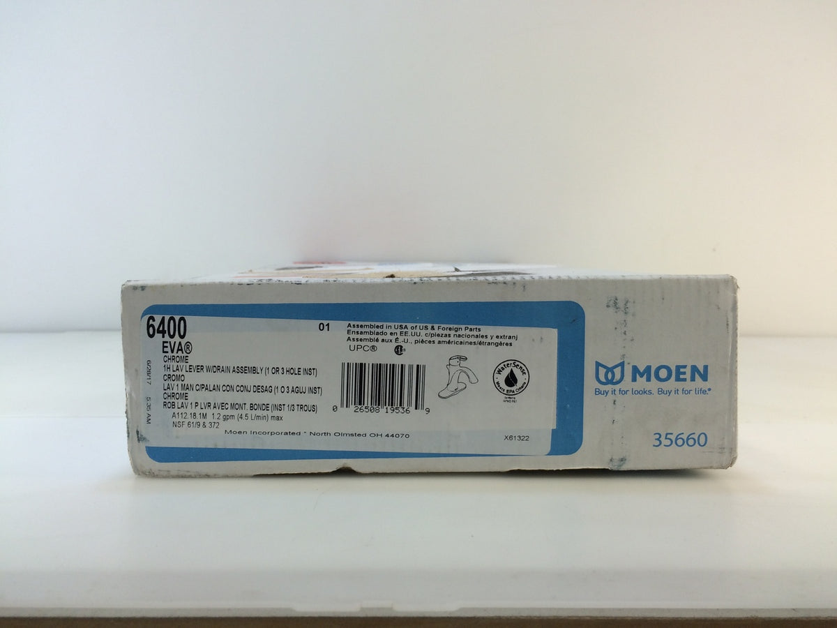 MOEN 6400 Eva Single Hole Single Handle High-Arc Bathroom Faucet in Ch ...