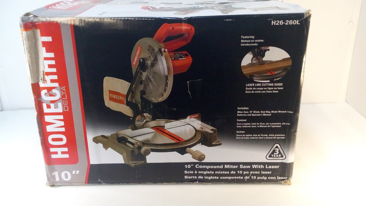 HomeCraft H26 260L 14 Amp 10 Compound Miter Saw with Laser NT Electronics LLC